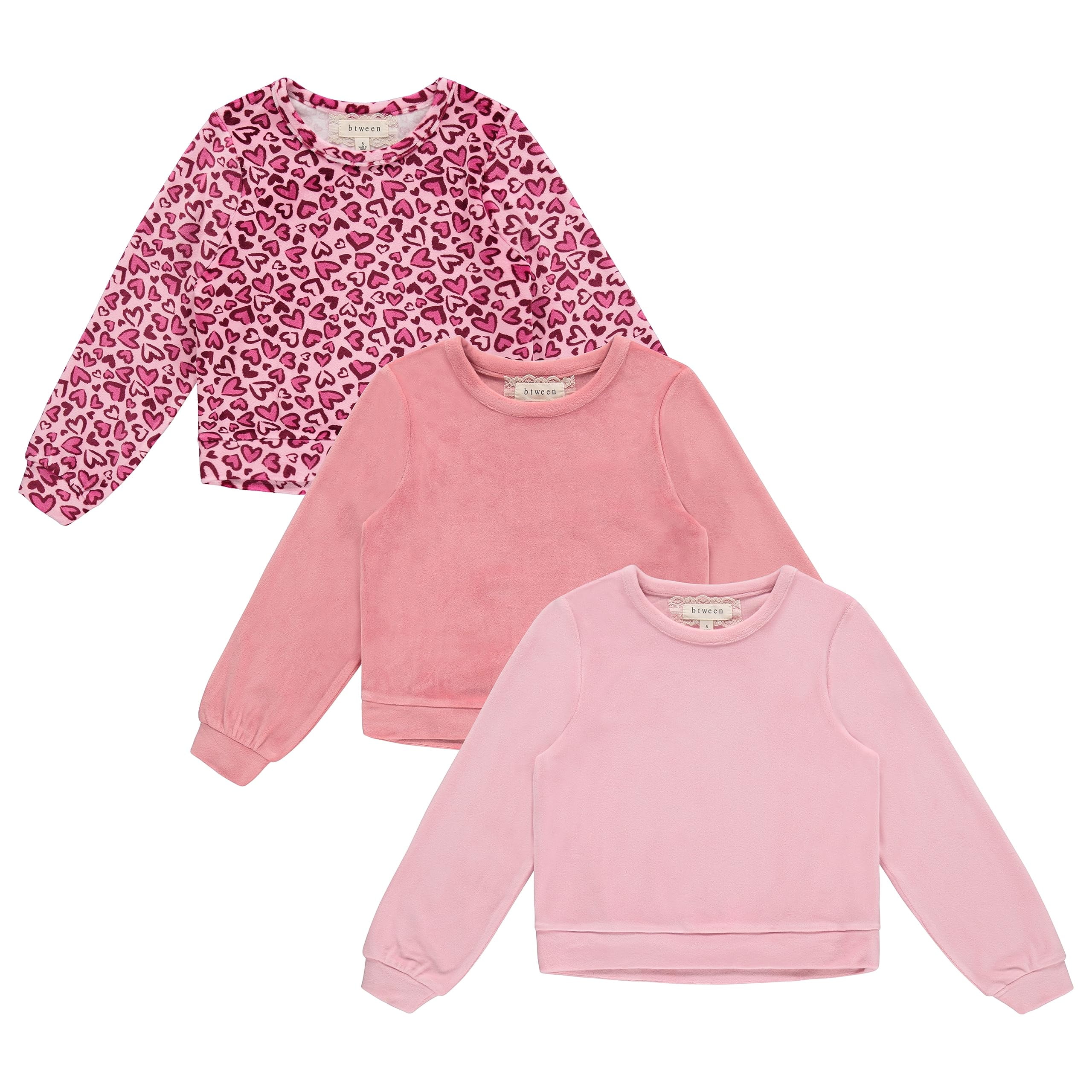 BTween 3-Piece Kids Long Sleeve Sweater Pack, Velour Comfort Sweaters ...