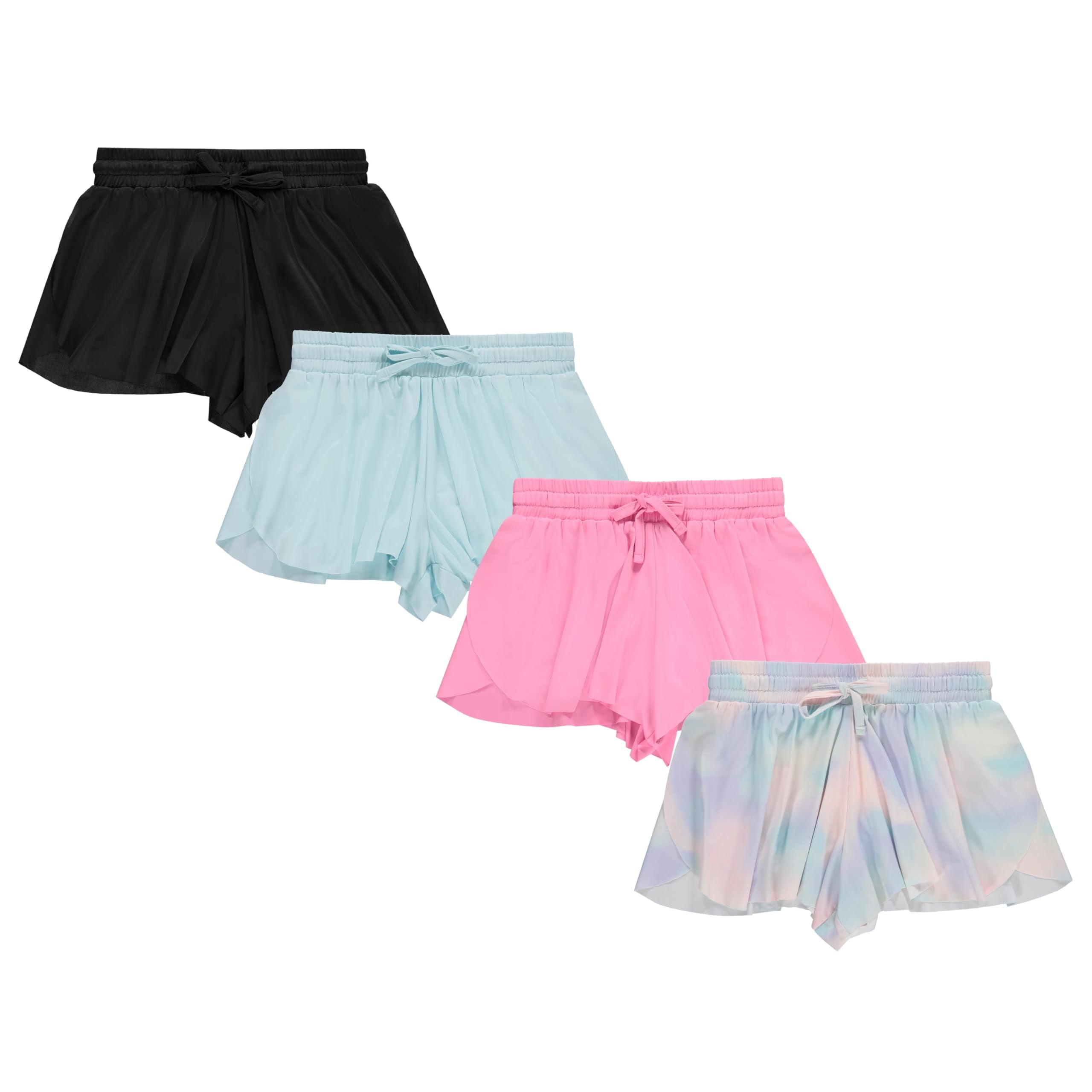 Girls’ 4-Pack Butterfly Shorts – Lightweight Flowing Athletic Shorts ...