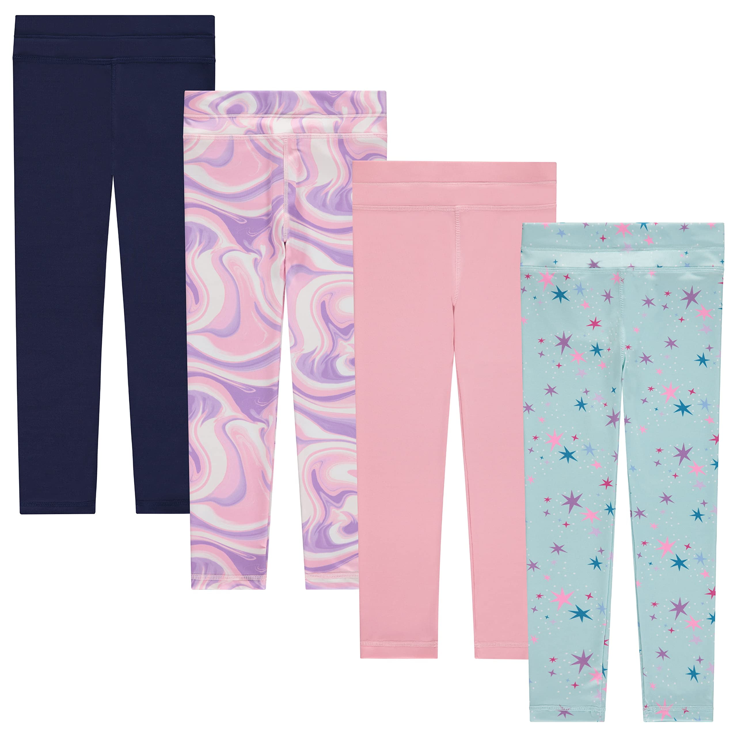 BTween Girls 4-Pack Active Sports Leggings, Workout Kids Wear, Blue ...