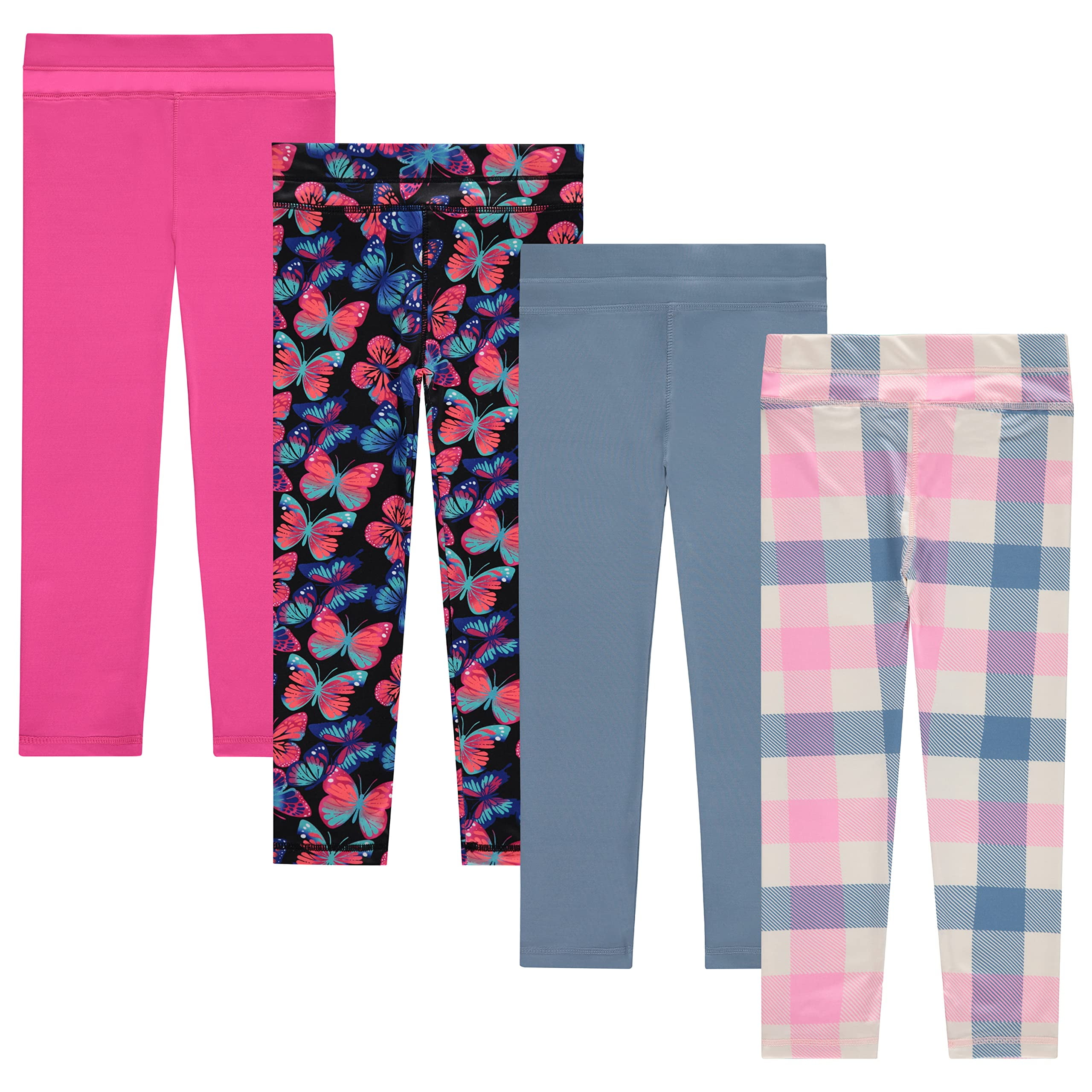 Btween Girls 4 Pack Exercise Leggings 7/8 Comfortable Stylish Fits ...