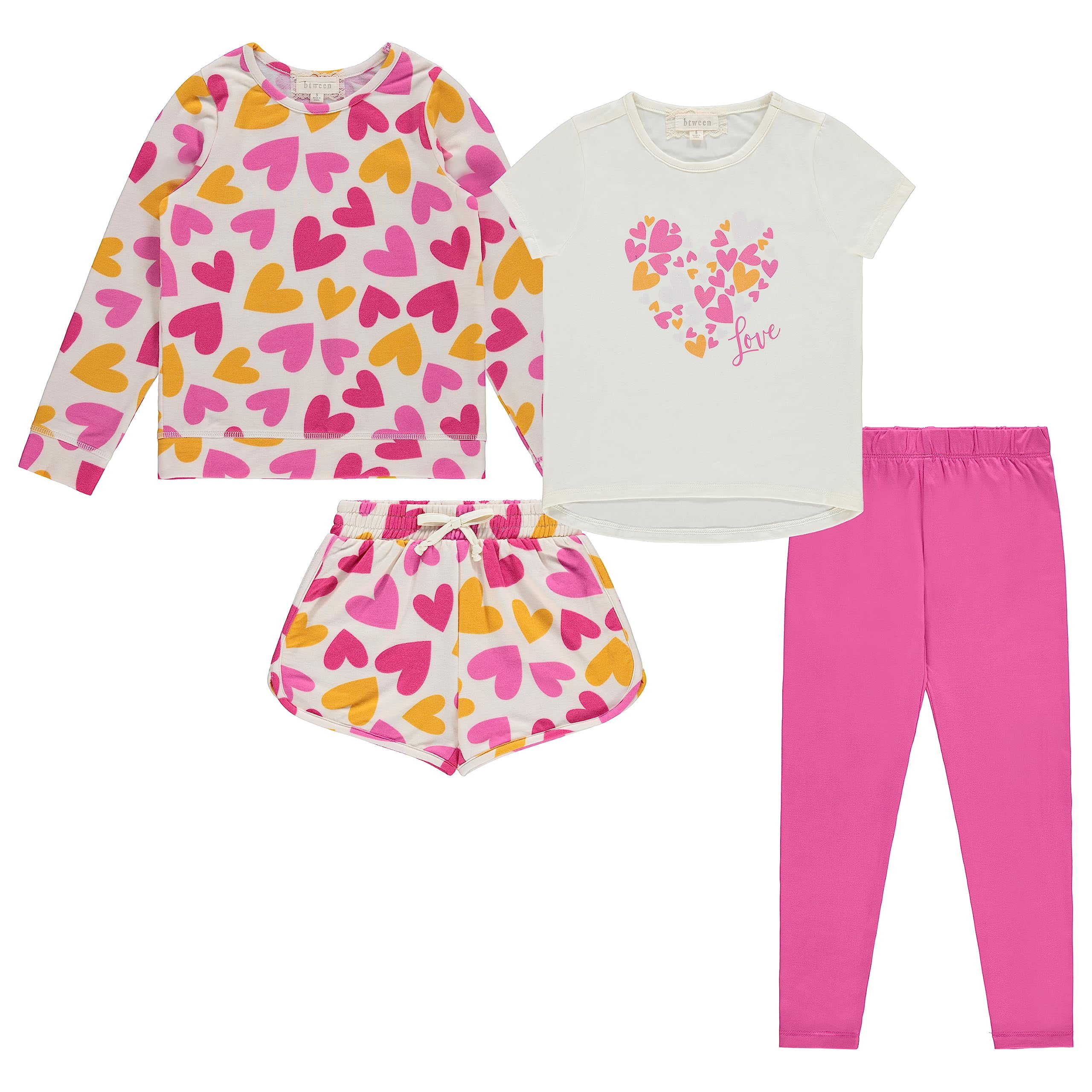 Btween Girls 4pc Clothing Set, Long Sleeve Top, Tutu Skirt, Leggings ...