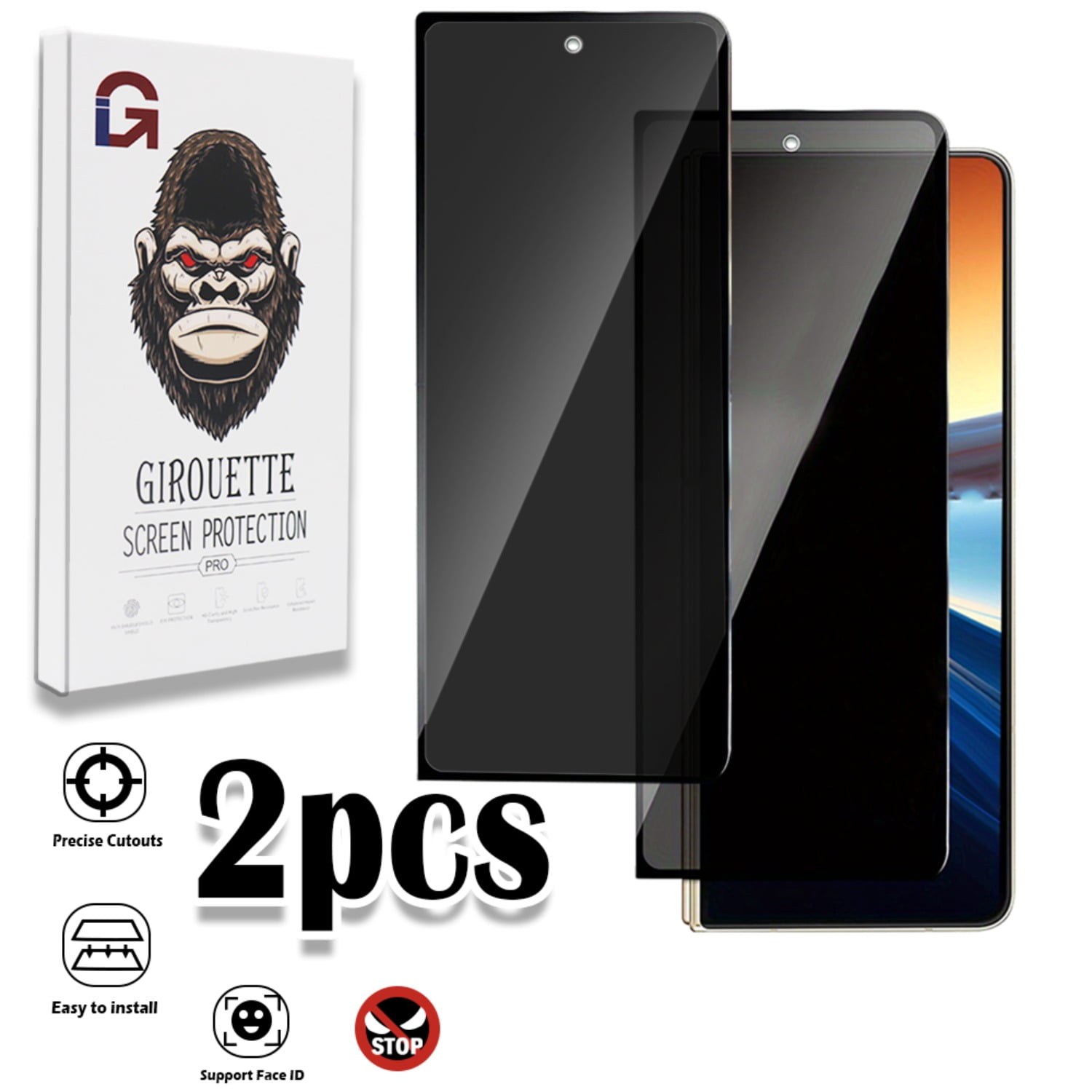 GIROUETTE [2 Packs] Tempered Glass Privacy Screen Protector For Samsung ...