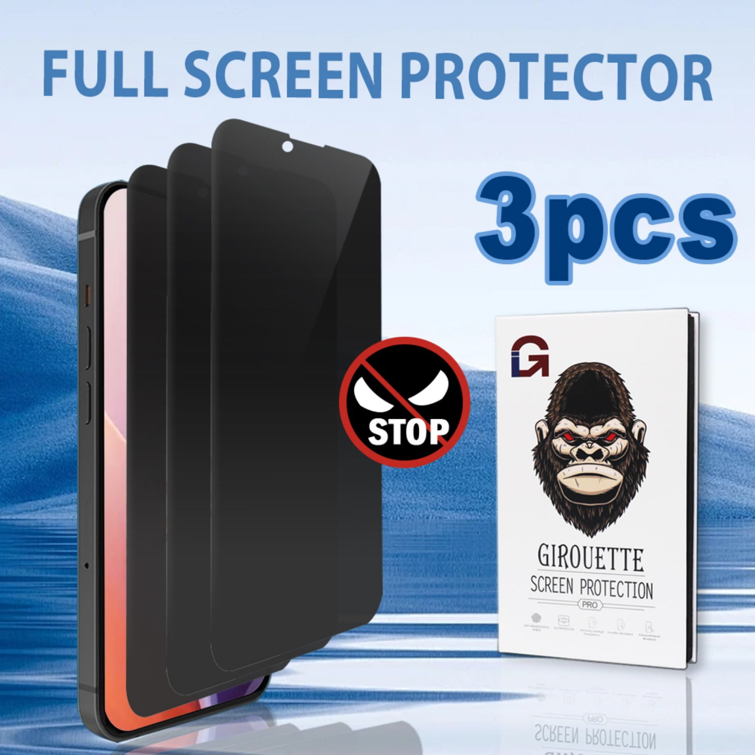 GIROUETTE [3 Pack] Full Coverage Screen Protector for iPhone15,15Plus ...