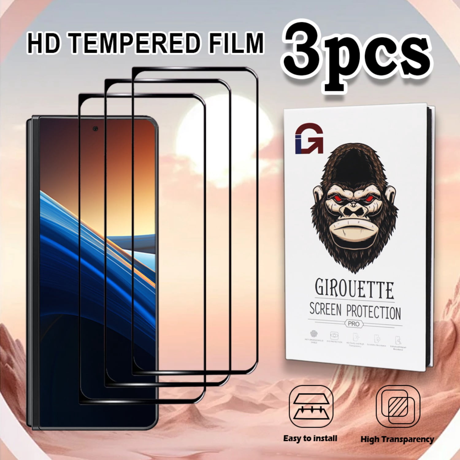 GIROUETTE [3 Packs] HD tempered film For Galaxy Z Fold 3 ,Galaxy Z Fold ...