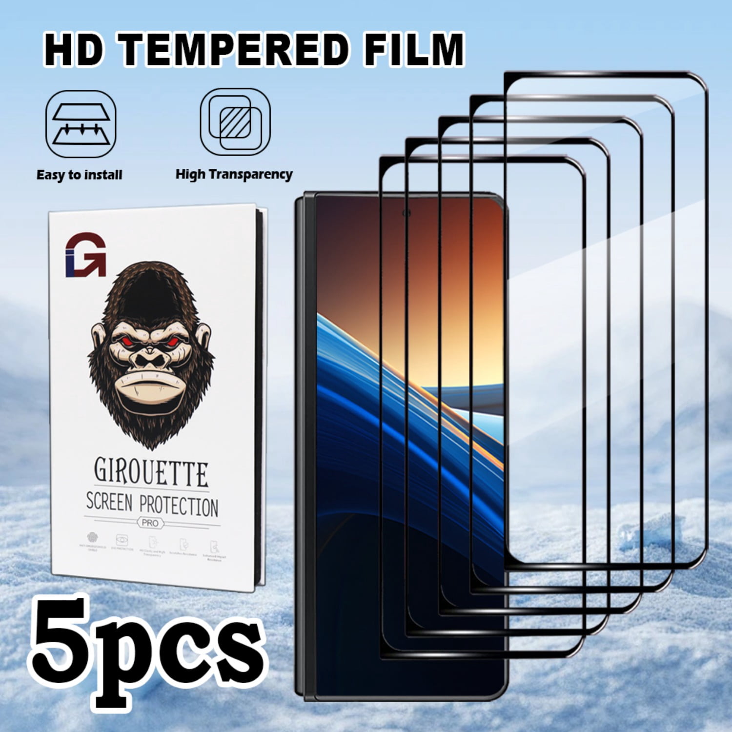 GIROUETTE [5 Packs] HD tempered film For Galaxy Z Fold 3 ,Galaxy Z Fold ...