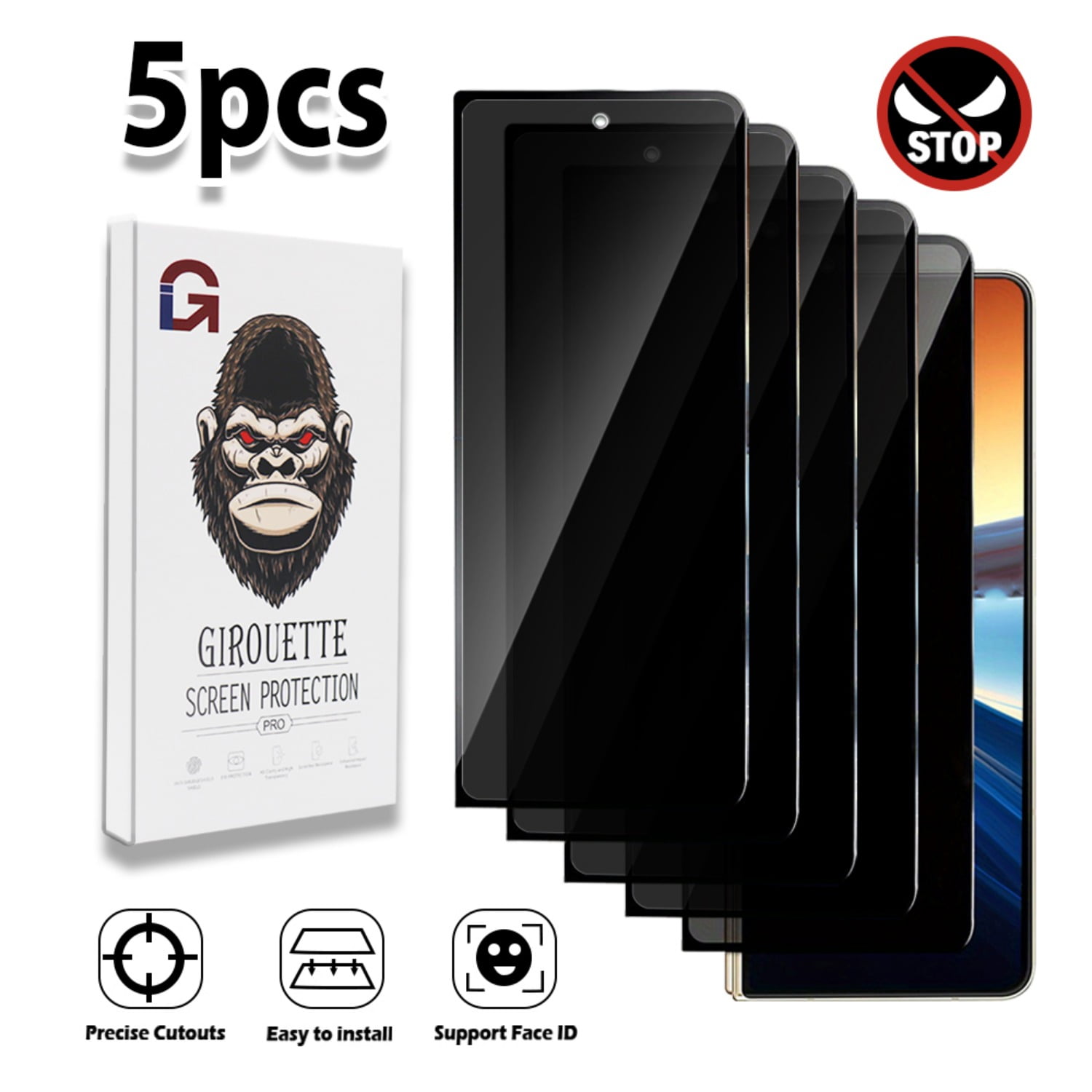GIROUETTE [5 Packs] Privacy Tempered Glass Screen Protector For Samsung ...