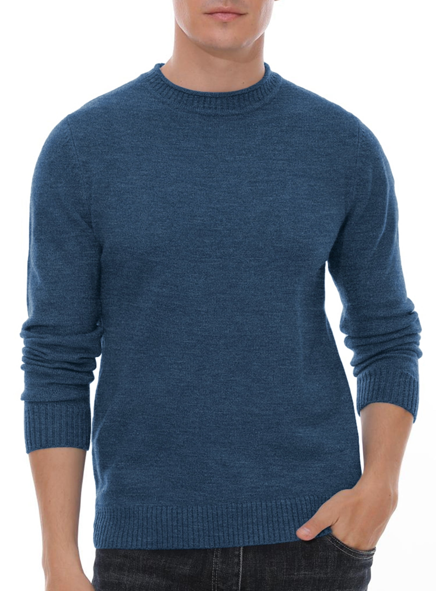 GIRUNS Men's Crewneck Sweater Soft Casual Sweaters for Men Classic ...