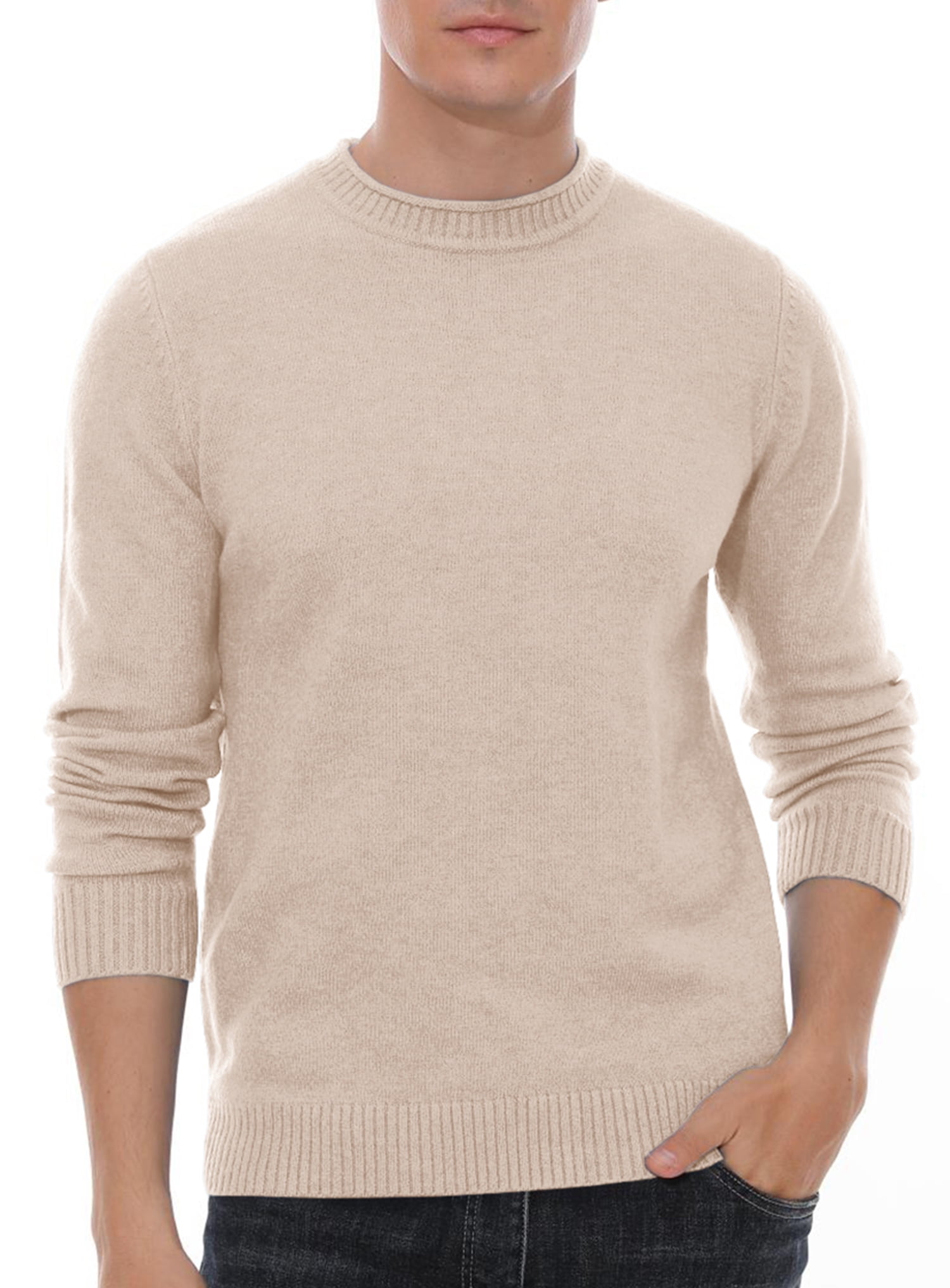 GIRUNS Men's Crewneck Sweater Soft Casual Sweaters for Men Classic ...