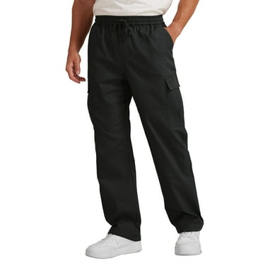 CFLVAEK Mens Cargo Pants Big and Tall Drawstring Elastic Waist Cargo Hiking Pant Casual Solid ...