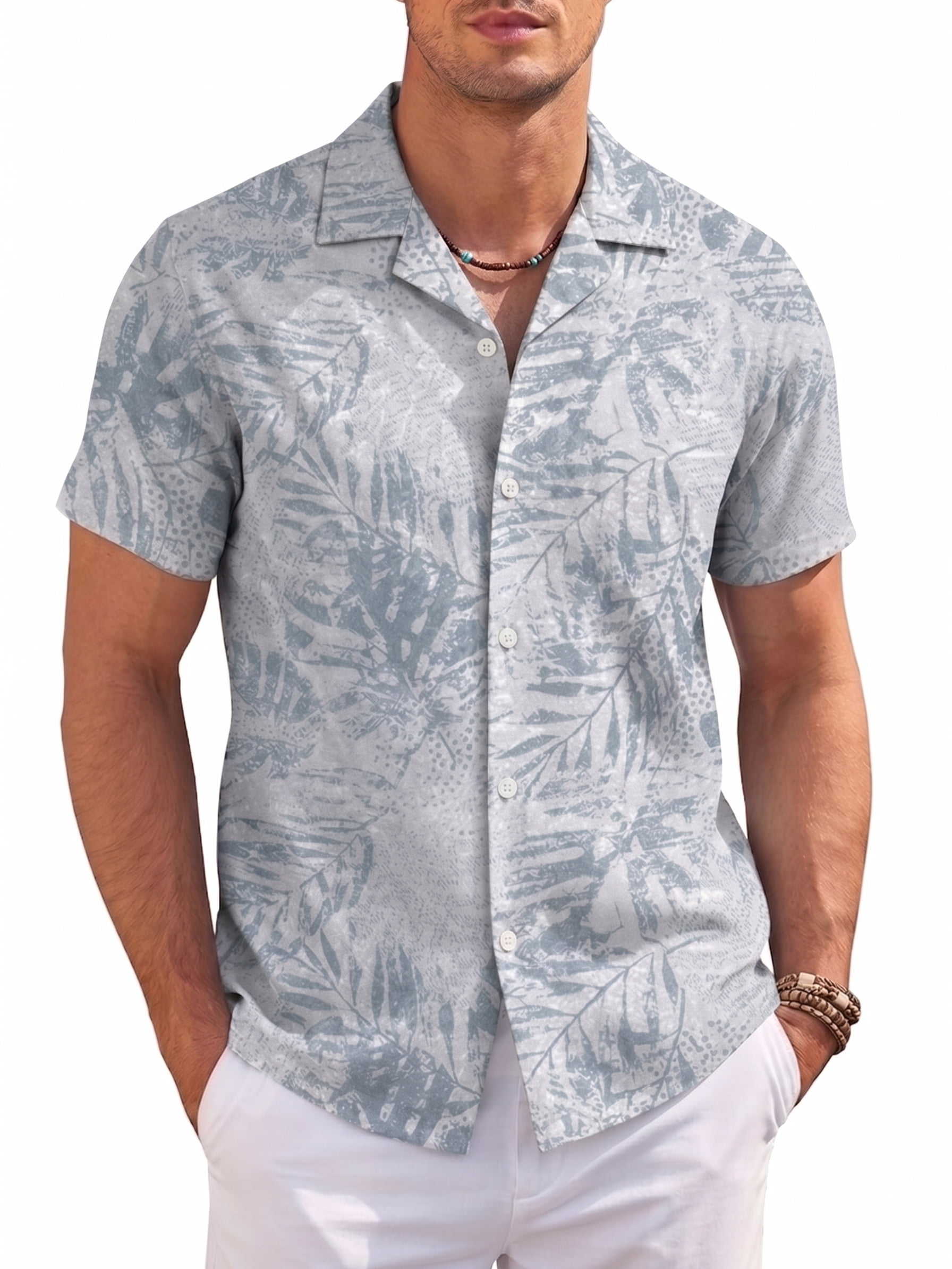 GIRUNS Men's Hawaiian Beach Shirt, Short Sleeve, Button Up, Cuban ...