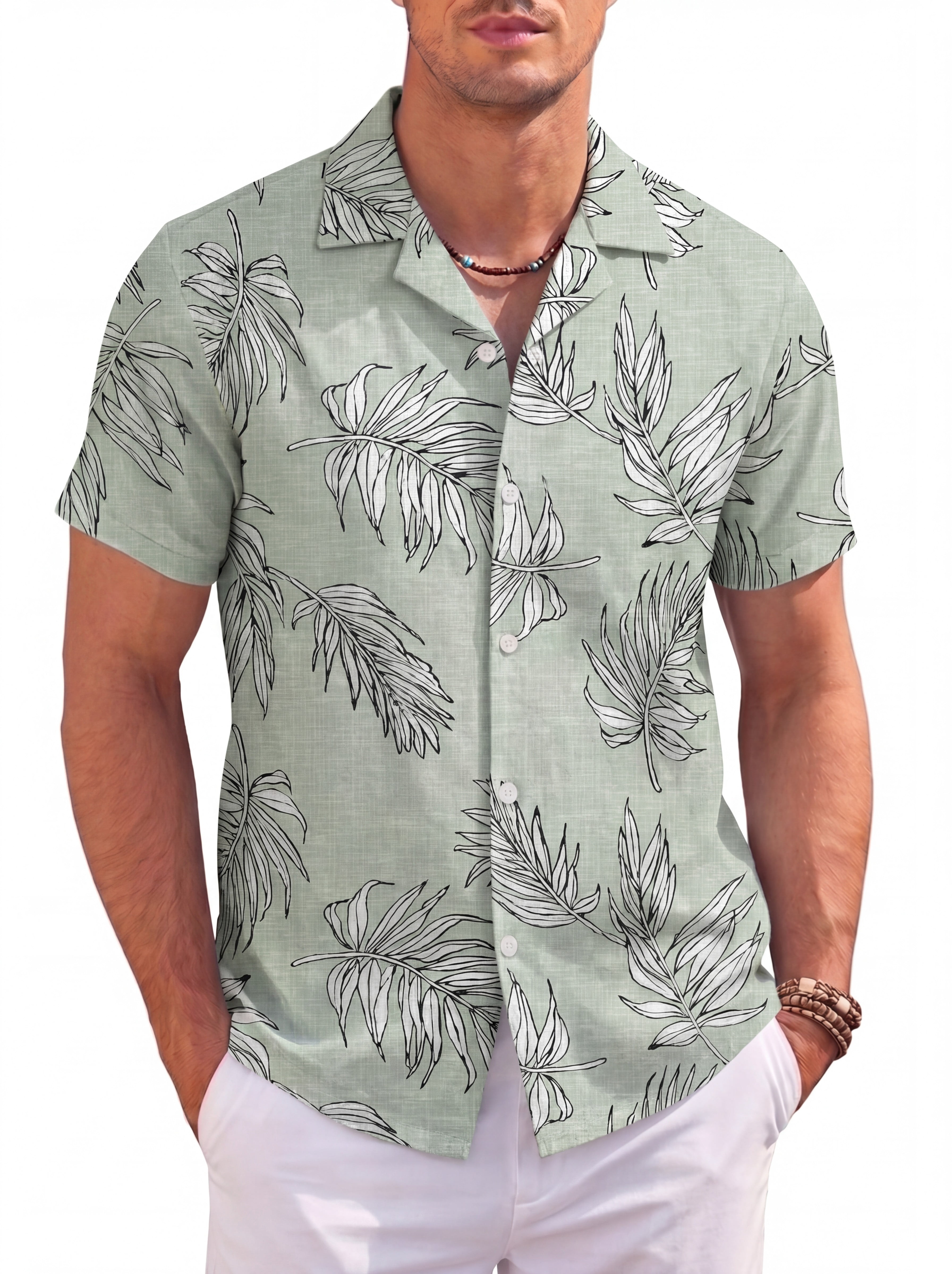 GIRUNS Men's Hawaiian Tropical Floral Shirt, Lightweight Cuban Collar ...