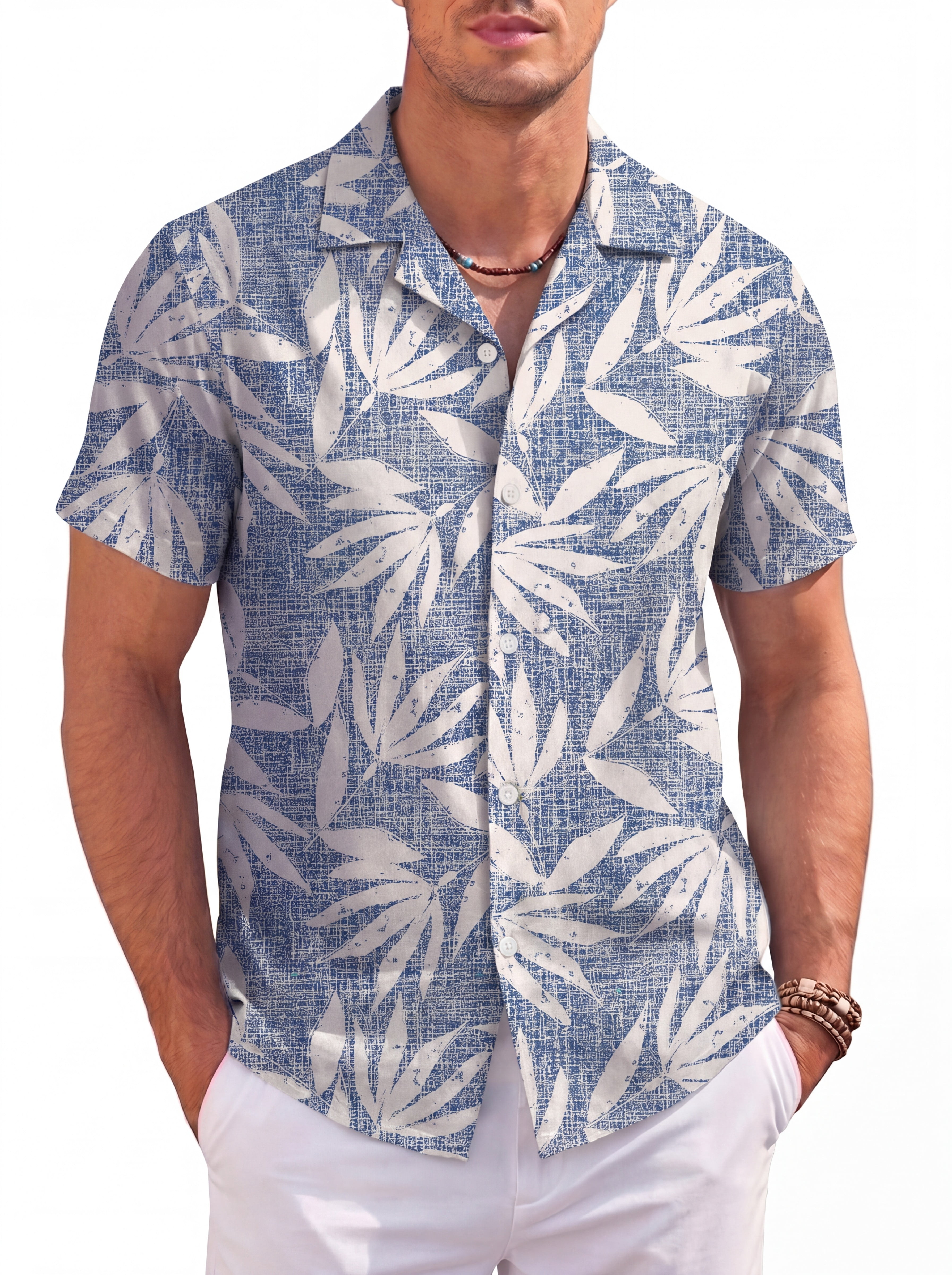 GIRUNS Men's Hawaiian Beach Short Sleeve Button Down Shirt Tropical ...