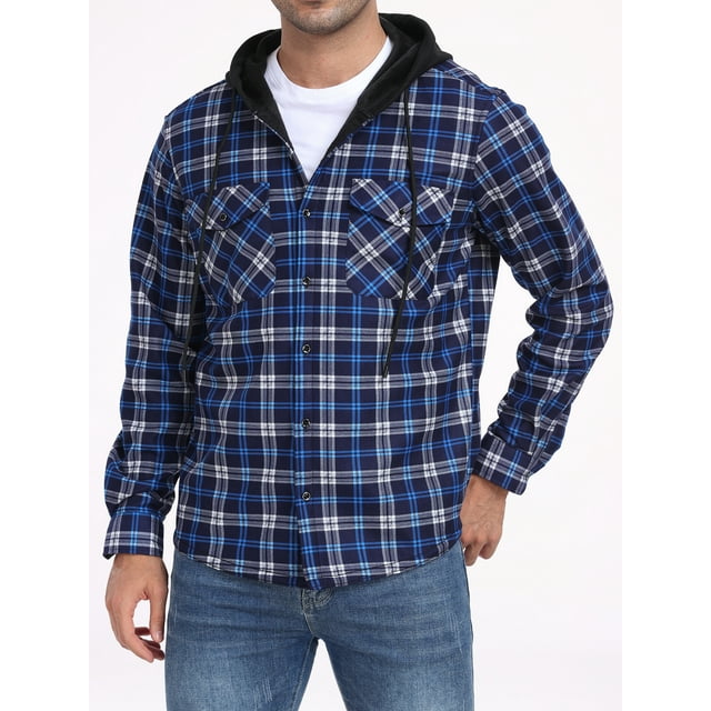 GIRUNS Men's Plaid Shirts Jacket Fleece Flannel Lined Long Sleeve ...