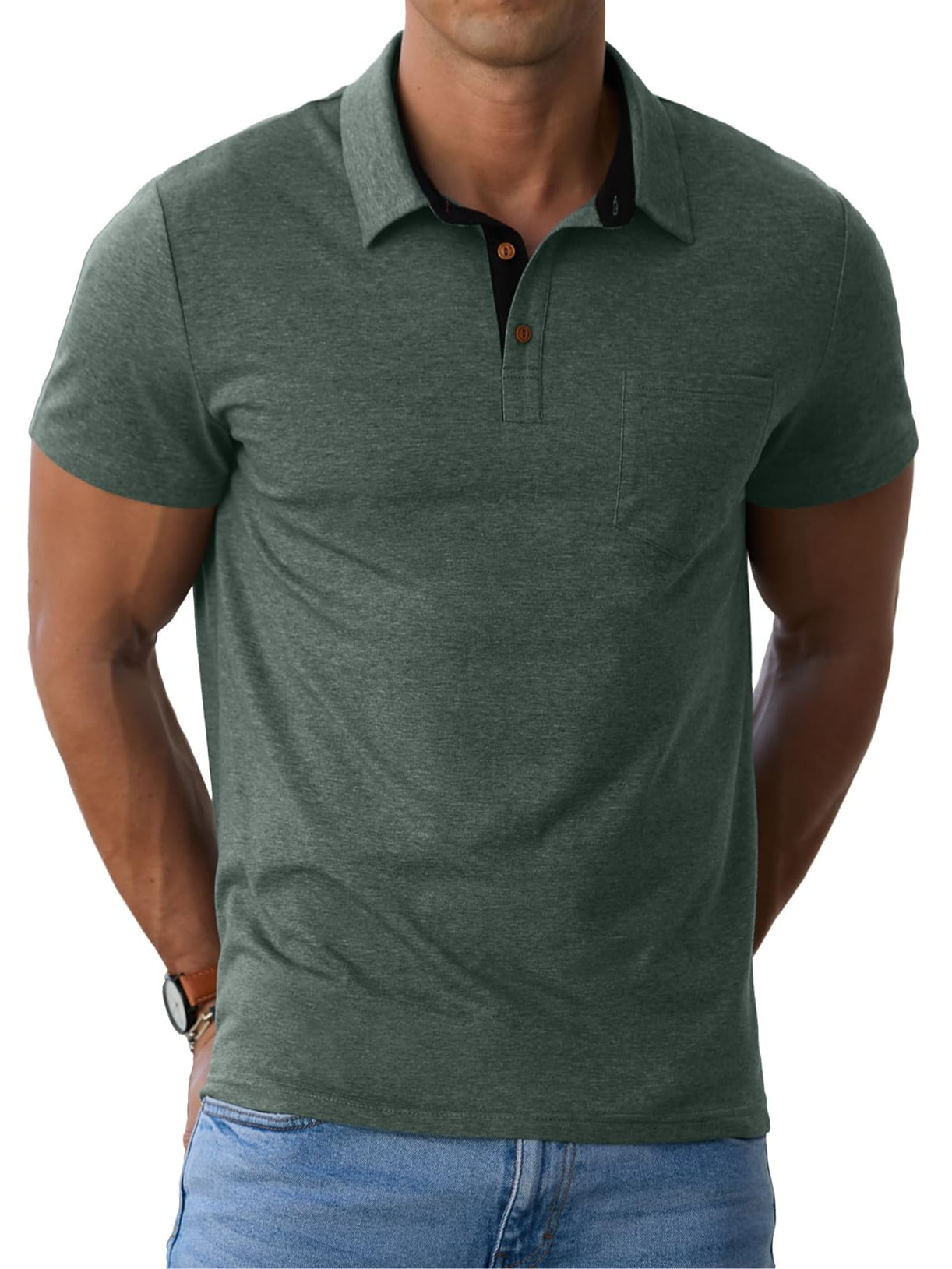 GIRUNS, Men's Polo Shirt, Short Sleeve Casual Cotton, Size L - Walmart.com