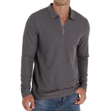 GIRUNS Men's Waffle Knit Long Sleeve Polo Shirt, Quarter Zip ...