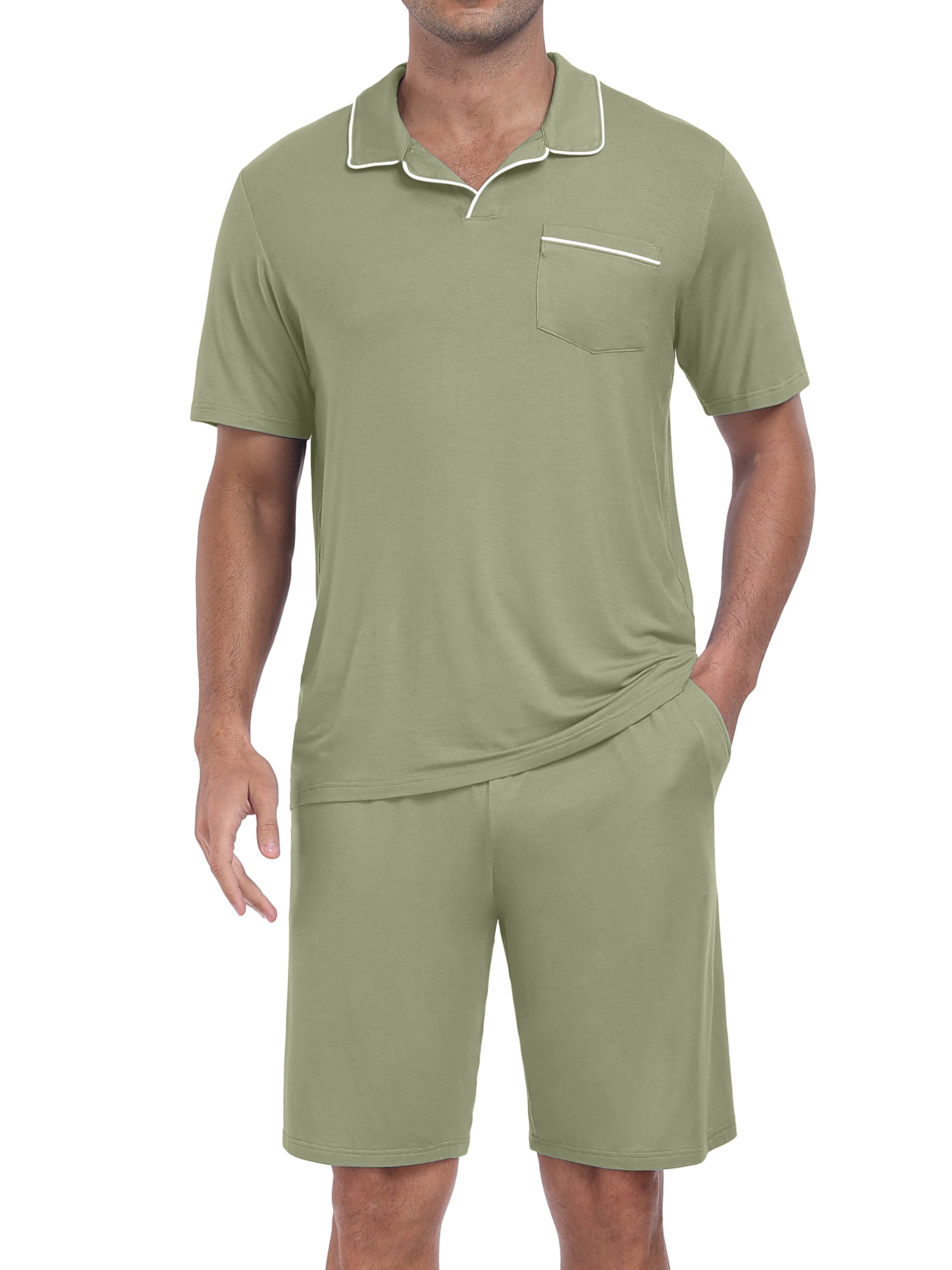 GIRUNS Mens Pajamas Sets Summer Sleepwear Modal Soft Loungewear Short ...