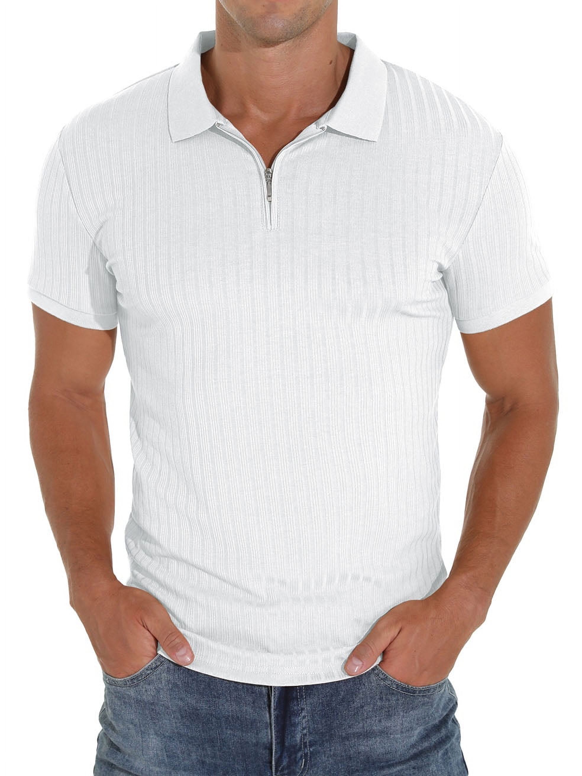 GENTS BLISS Polo Shirts for Men Casual Long Sleeve Mens Shirts Zipper ...