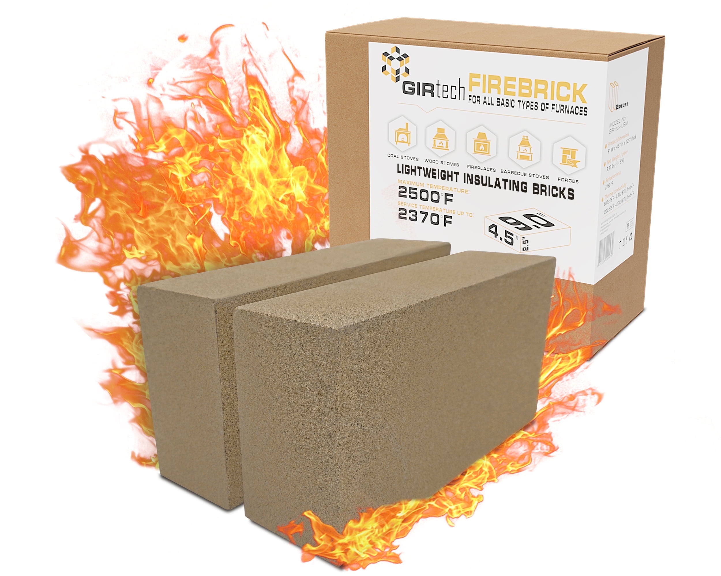 GIRtech Fire Bricks FireBrick High Temperature Insulated Firebricks ...