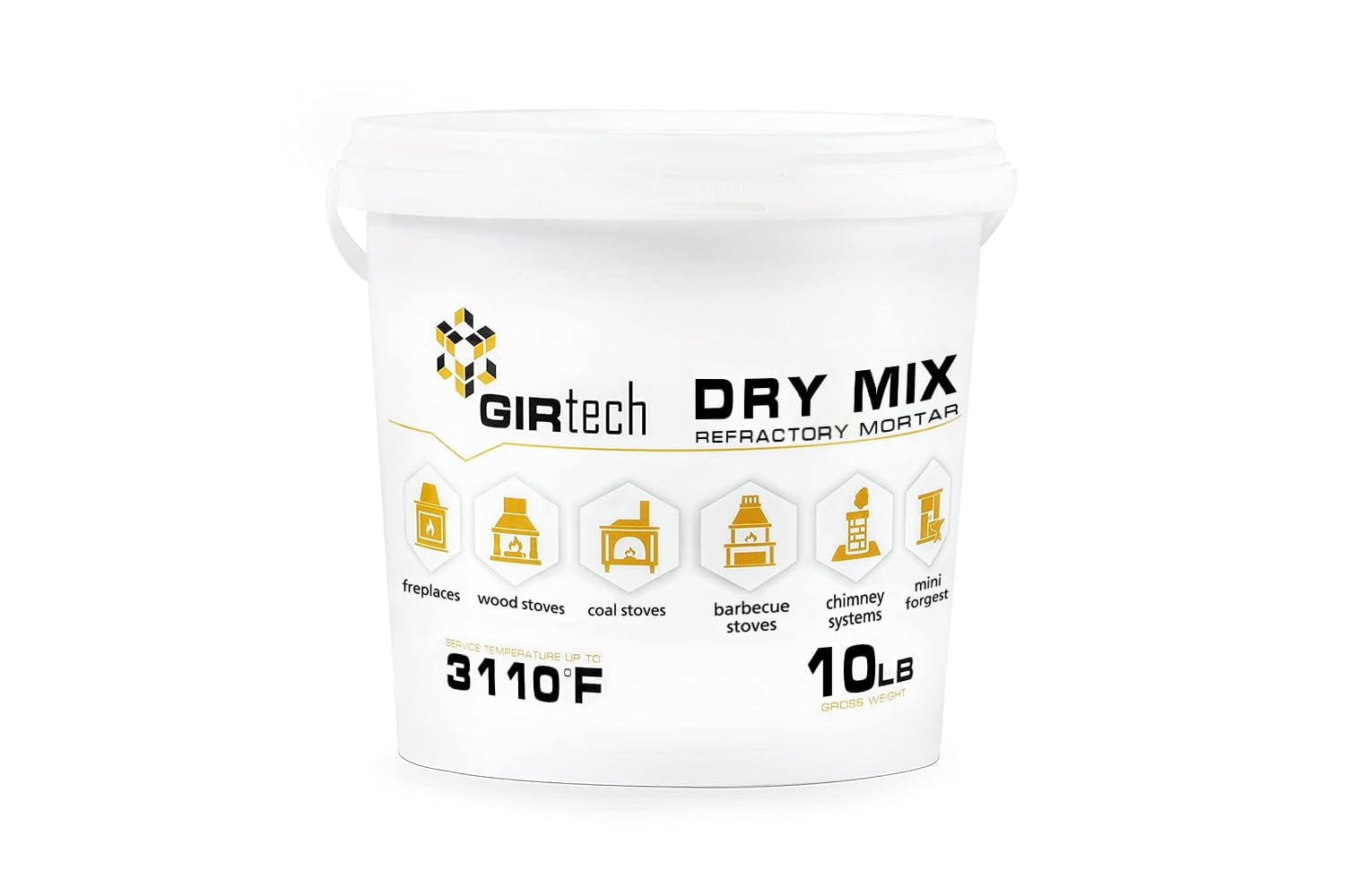 GIRtech Refractory Cement Dry Mix Mortar 10 LB 3110 Degree °F High Temp ...