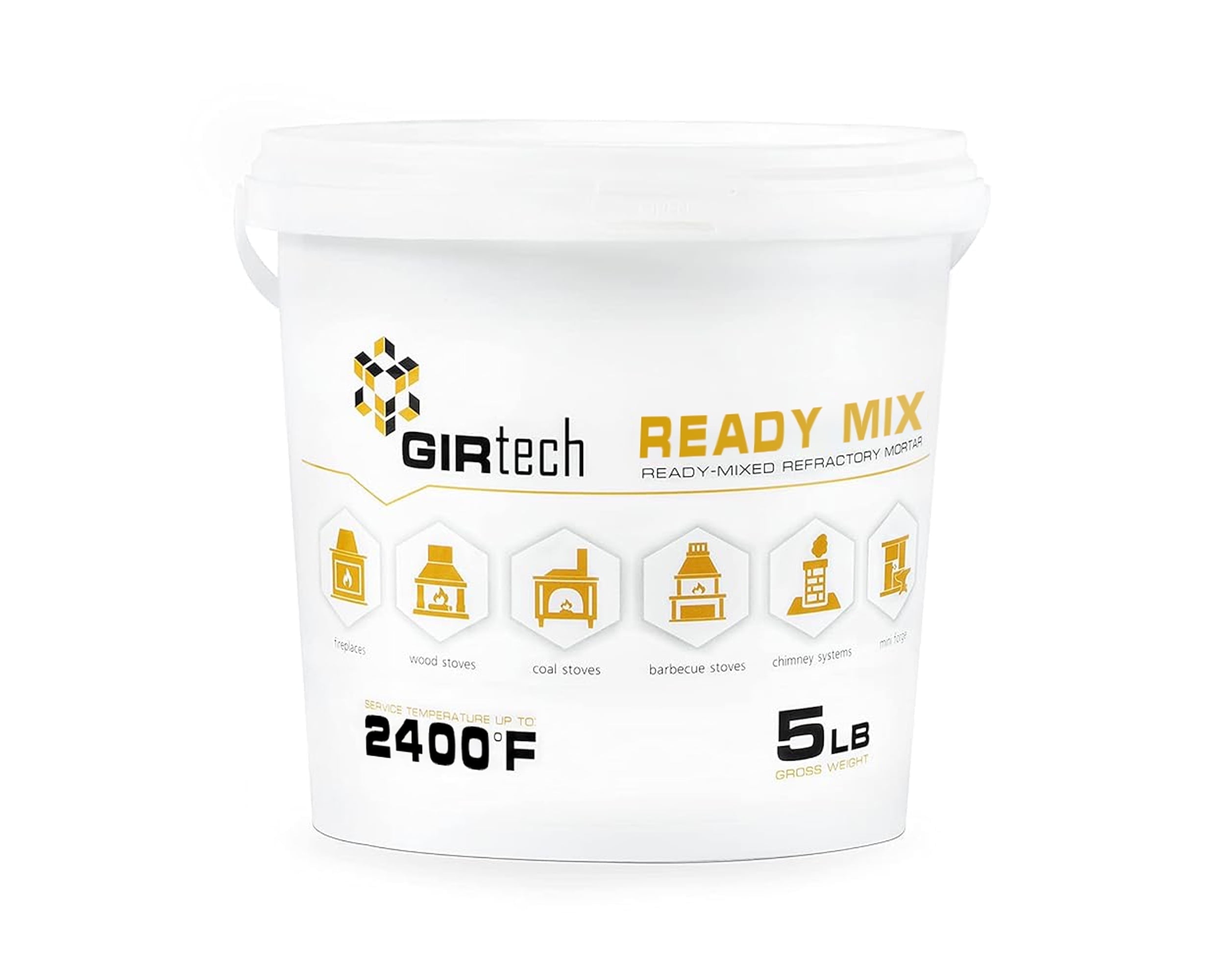 GIRtech Refractory Cement Mortar 5 LB 2400 Degree High Temp Heat ...