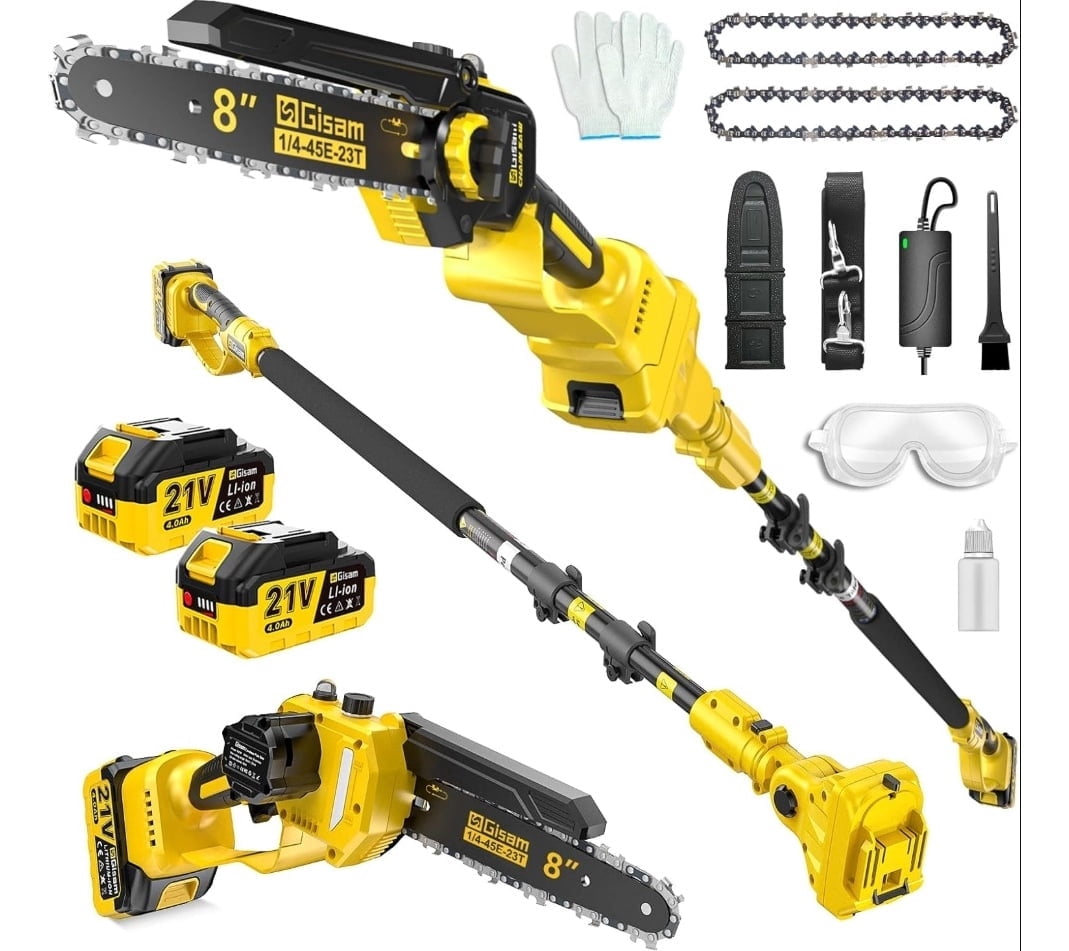 GISAM 2-in-1 Electric Pole Saws for Tree Trimming,8" Mini Chainsaw ...