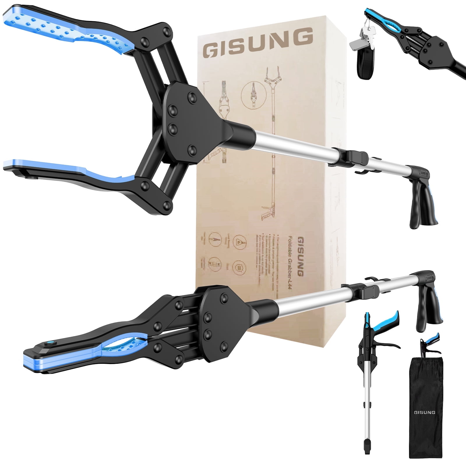 GISUNG 2-Pack 30&34-Inch Grabber Reacher Tool, Anti-Slip Jaw, Magnetic ...