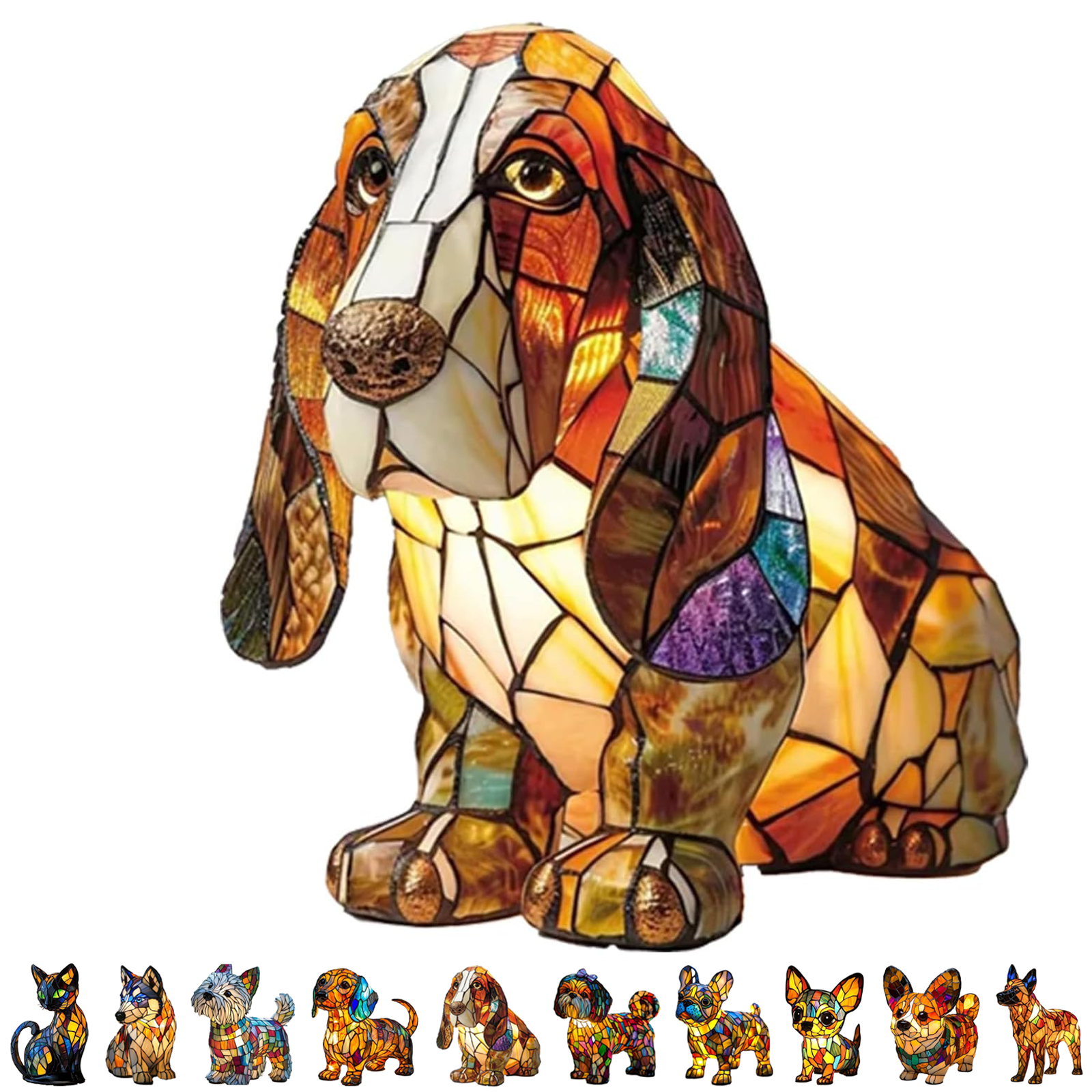 GITpooo Stained Glass Lamp,Dog Lamps Stained Glass Lamp,Cute Pet Dogs ...