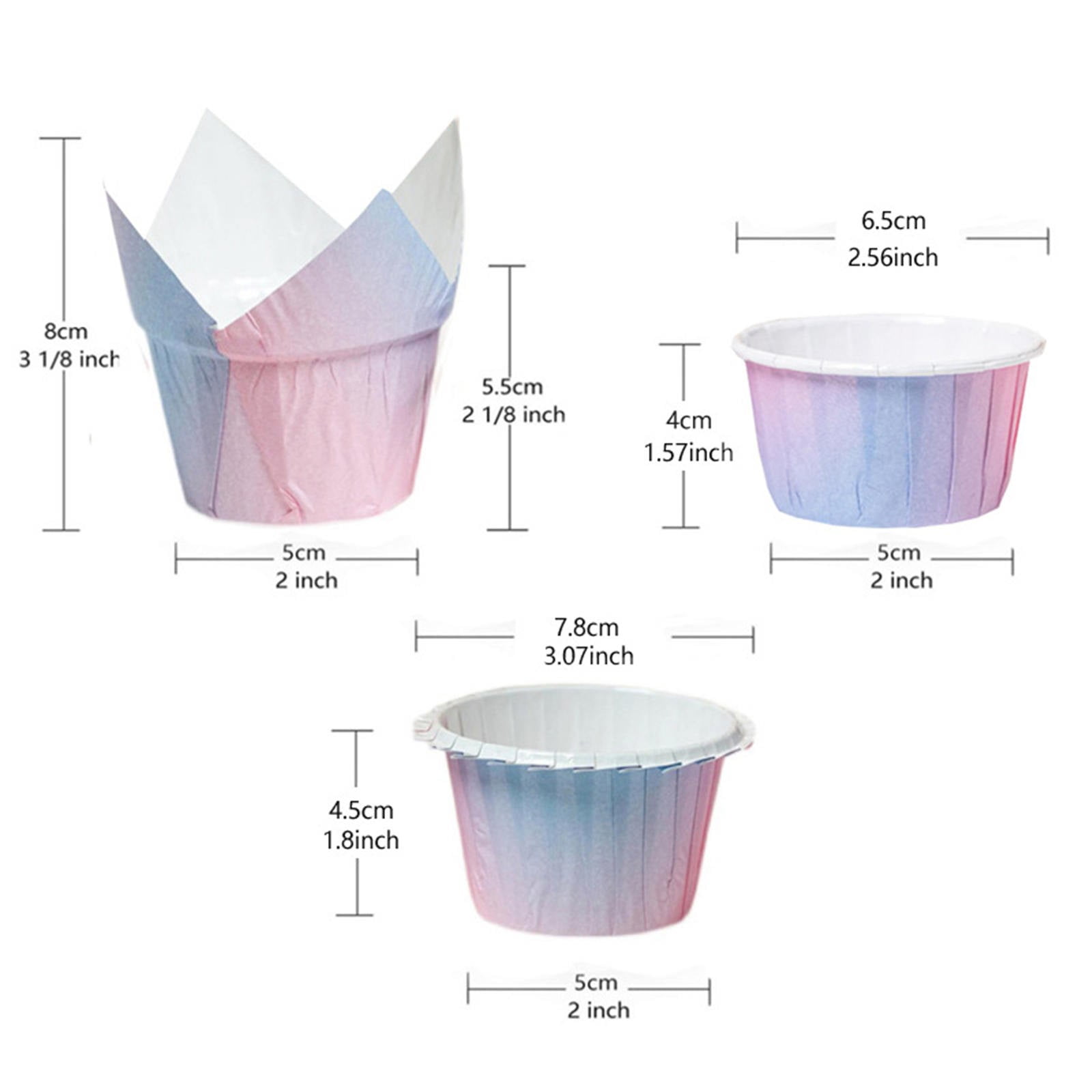 GIUHUIZ 100 Pack Baking Cupcake Liners Food Grade Greaseproof Paper ...