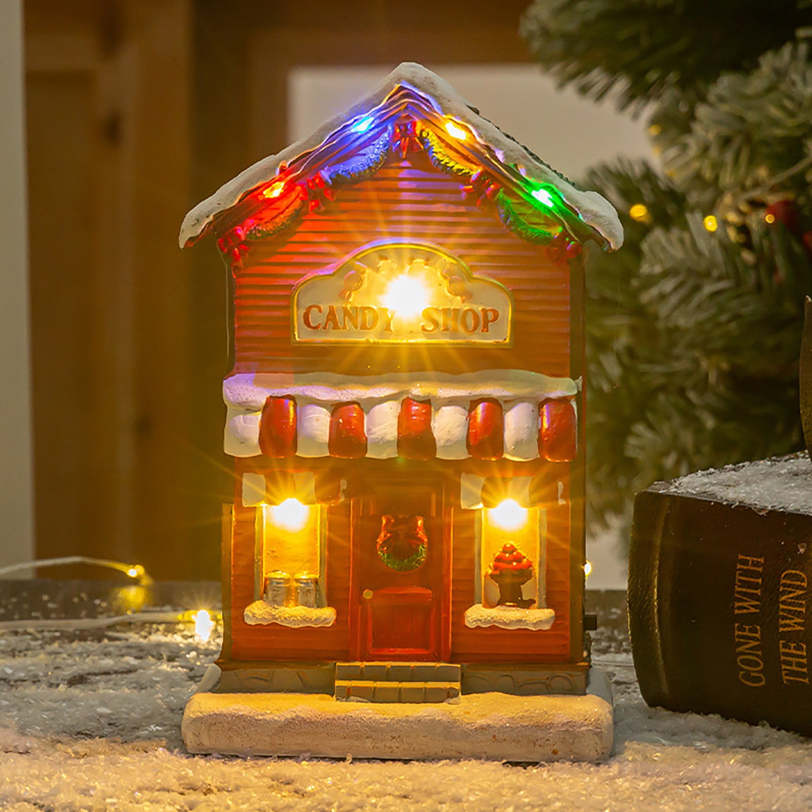 GIUHUIZ Christmas Village Houses Figurines Christmas Lighted LED ...