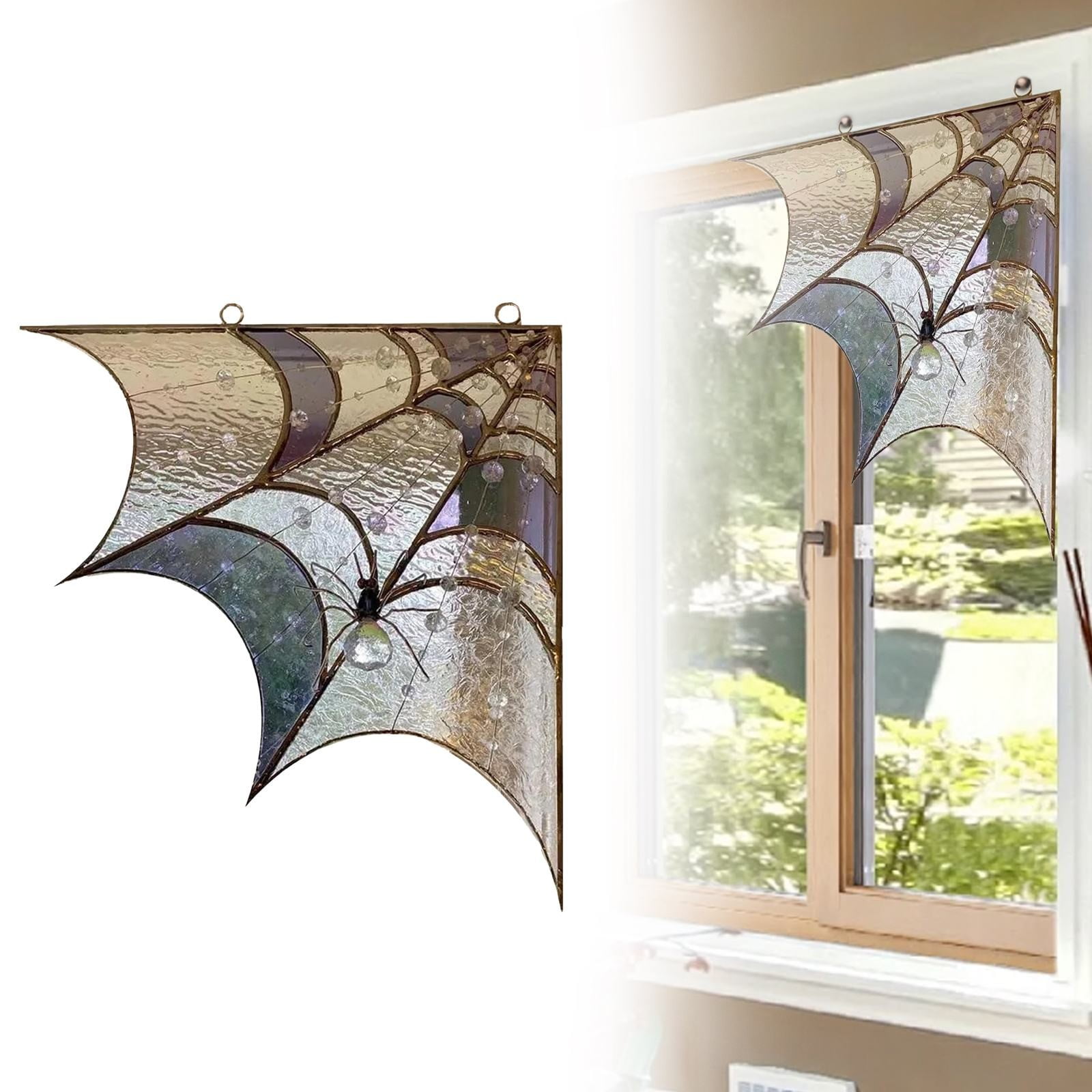 GIUHUIZ Corner Door Topper Window Hanging Stained Glass Window Corner ...