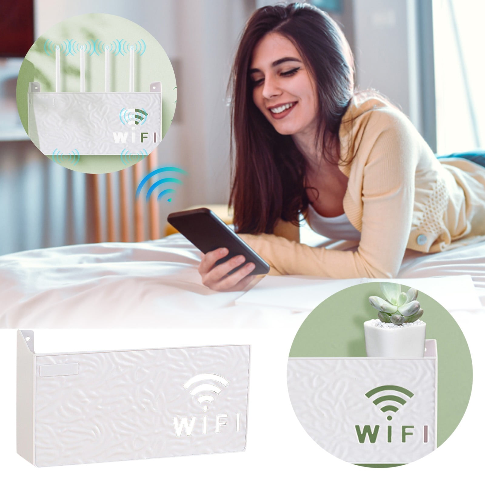 Giuhuiz Router Organizer Box Wifi Tv Wall Mounted Living Room Desktop