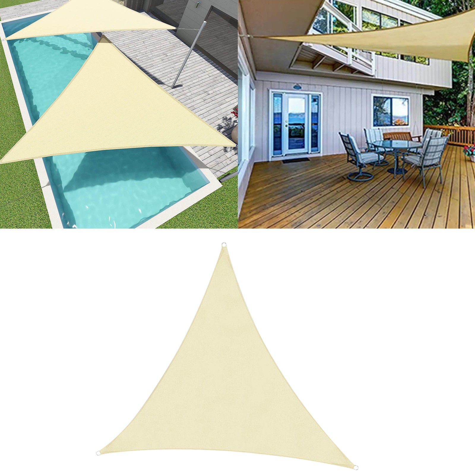 GIUHUIZ Shade 10' X 10' X 14' Beige Triangle Sun Shade Canopy Outdoor ...