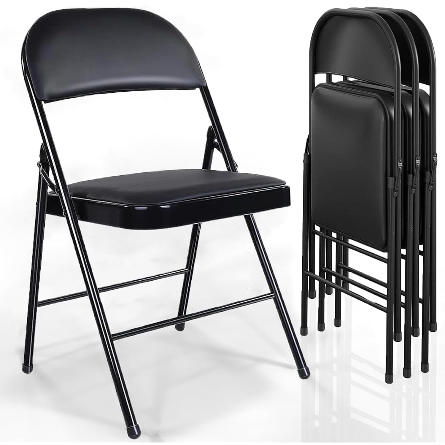 GIVIMO Folding Chair 4 Pack, Thickened Steel Frame Folding Chairs for ...