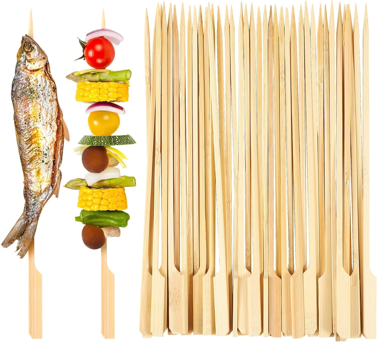 GIXUSIL 100 Pcs 10 inch Bamboo Paddle Picks BBQ Grill Food Sticks,Wide ...