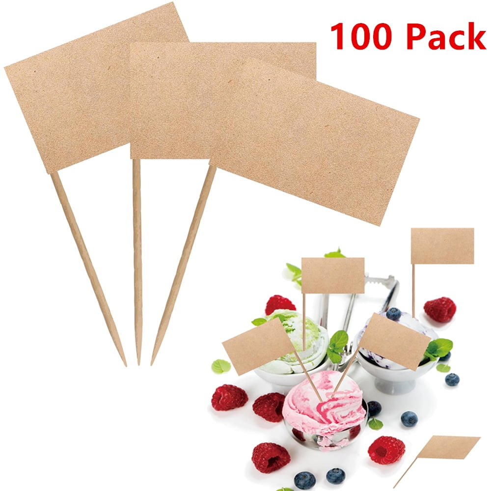 GIXUSIL 100 Pcs Blank Toothpick Flags Mini Toothpick Food Flags Labels ...