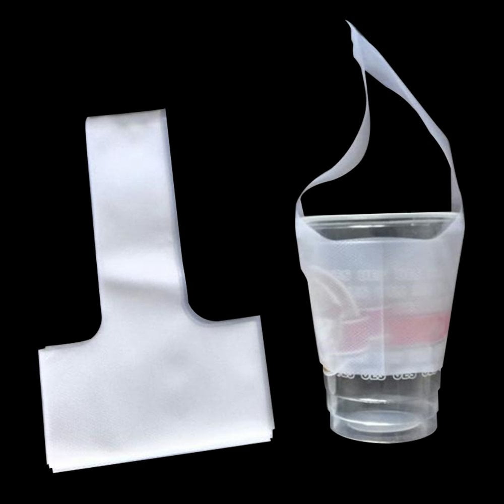 GIXUSIL 100 Pcs Clear Plastic Handle Drink Containers Bags T Type ...