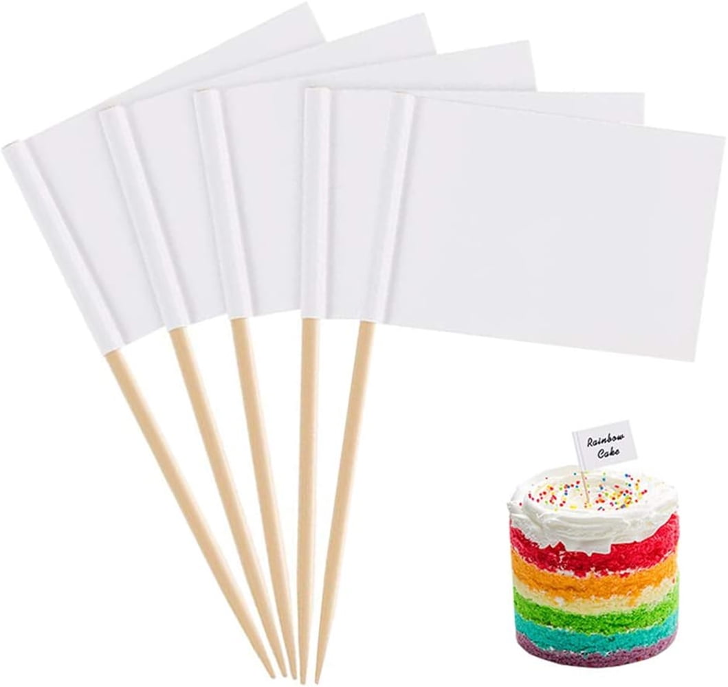 GIXUSIL 100 Pcs Food Flags Blank(3.5 * 2.5cm) Use for Party Food ...