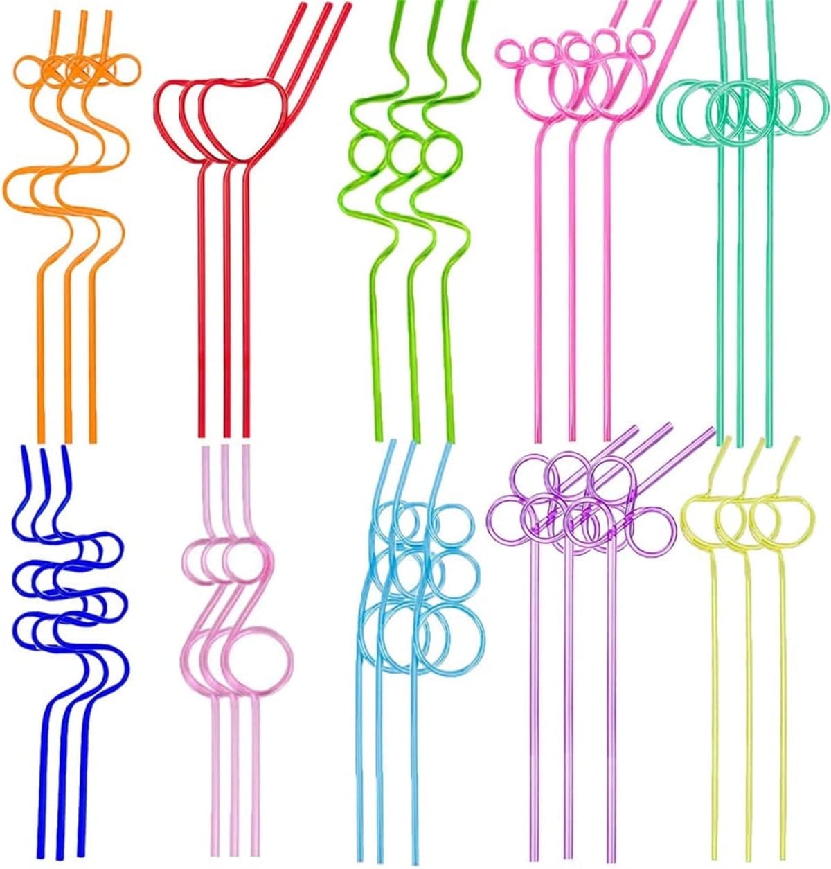 GIXUSIL 100 Pcs Kids Crazy Drinking Bendy Straws - Silly Colorful ...