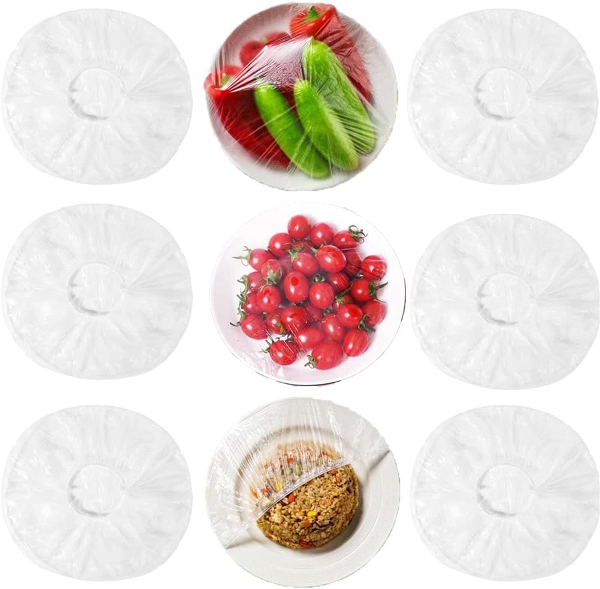 GIXUSIL 100 Pcs Stretch Edging Food Cover, Stretchable Plastic Wrap ...