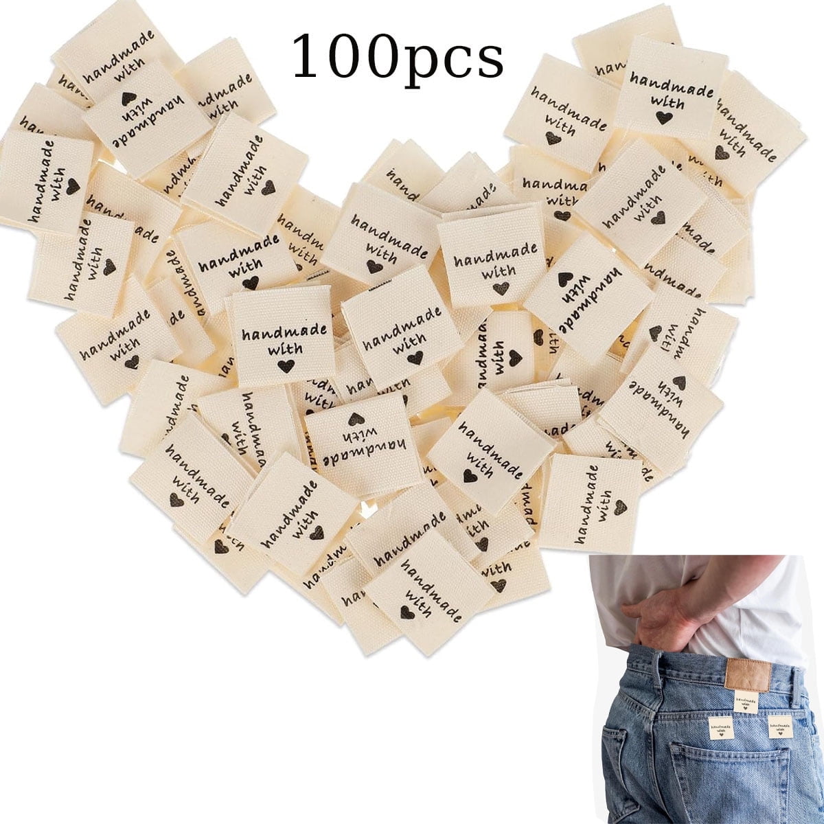 GIXUSIL 100 Pieces Handmade Fabric Tags, Clothes Labels, Handmade ...