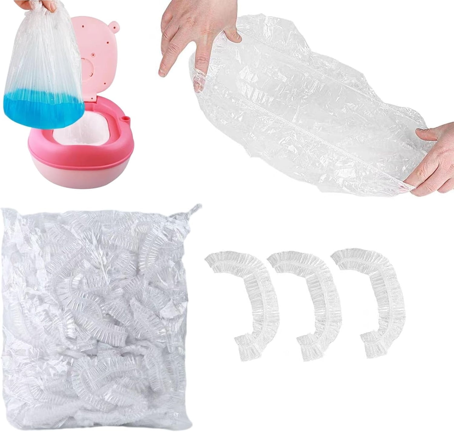 GIXUSIL 100Pcs Potty Chair Liners with Elastic, Potty Refill Liners ...