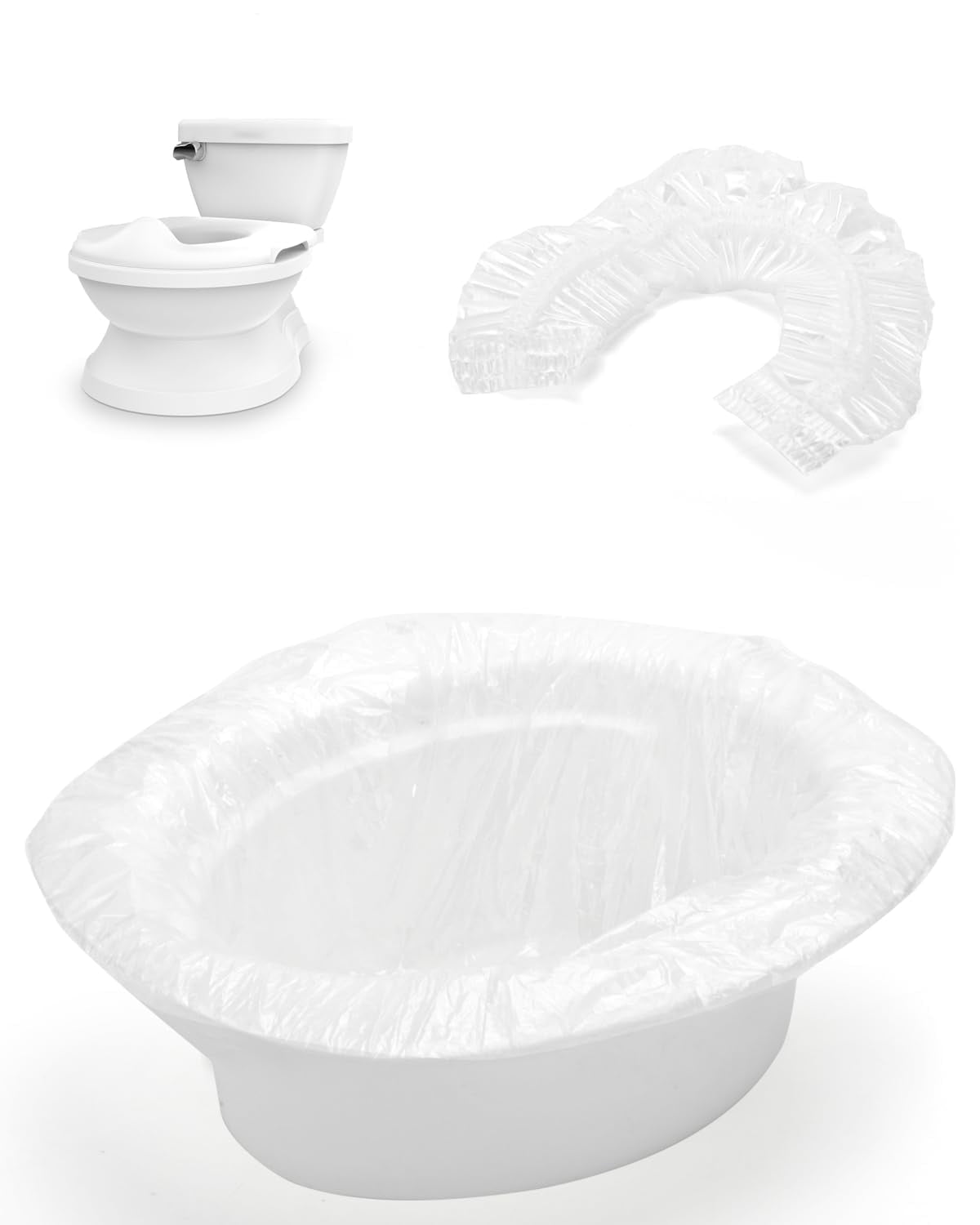 GIXUSIL 100Pcs Potty Chair Liners with Elastic, Toilet Seat Cover ...