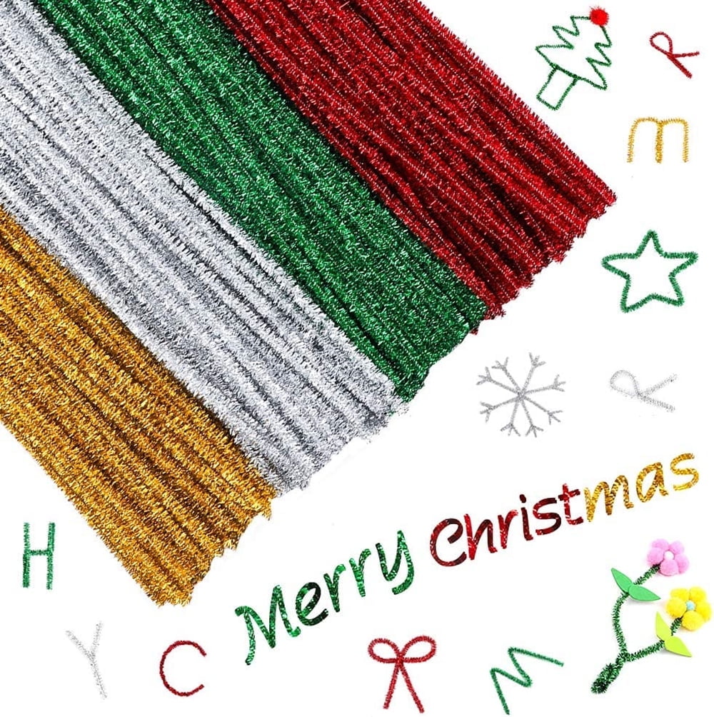 GIXUSIL 100Pieces Pipe Cleaners Set,10 Colors Christmas Decorations ...