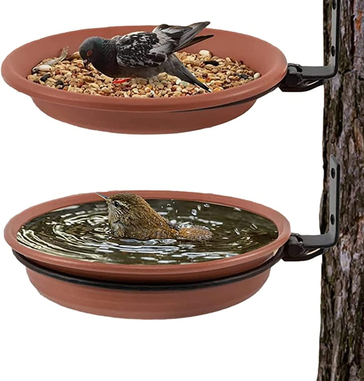 GIXUSIL 2 Bird Feeders Tree Mounted with Heavy Duty Sturdy Steel, 8.3 ...