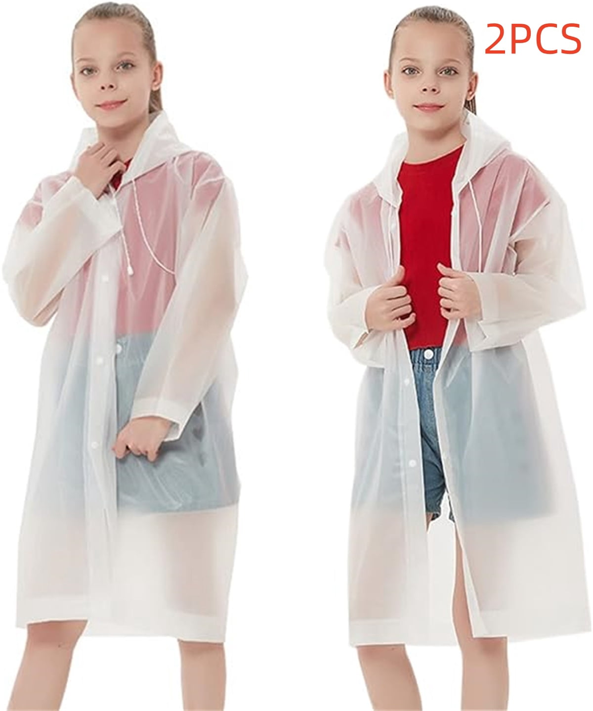 GIXUSIL 2 Pack Rain Ponchos for Kids, Camping Rain Jacket, Reusable ...
