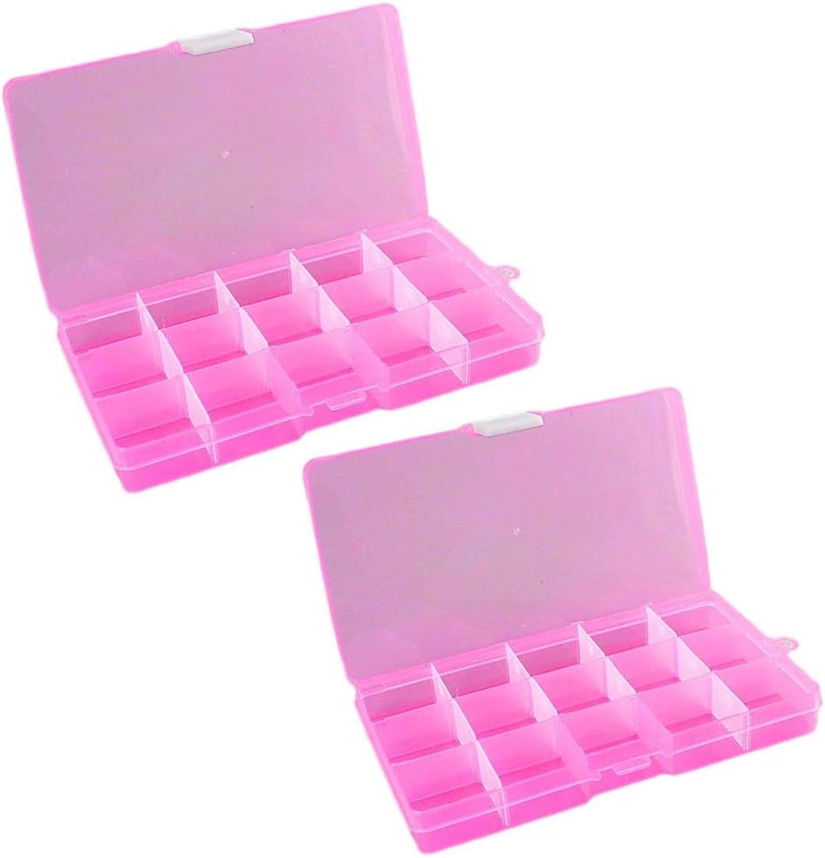 GIXUSIL 2 Pcs Bead Storage Box, 15 Grids Plastic Jewellery Organisers ...