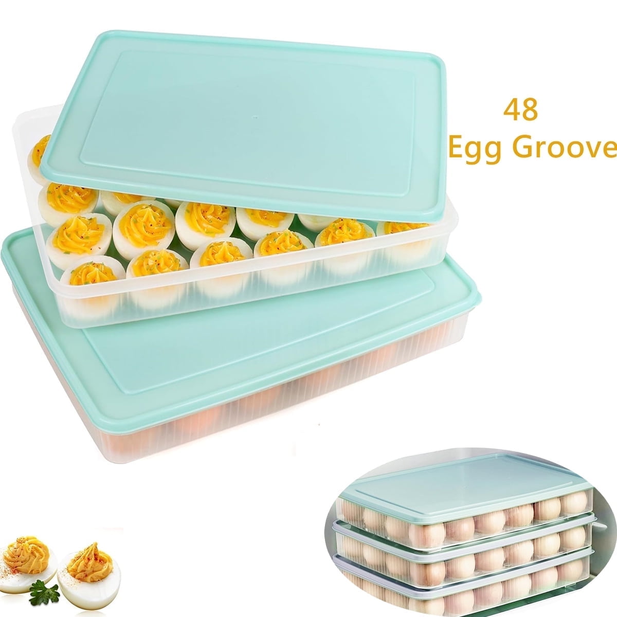 GIXUSIL 2 Pcs Storage Container,Deviled Egg Holder with Lid, Egg ...