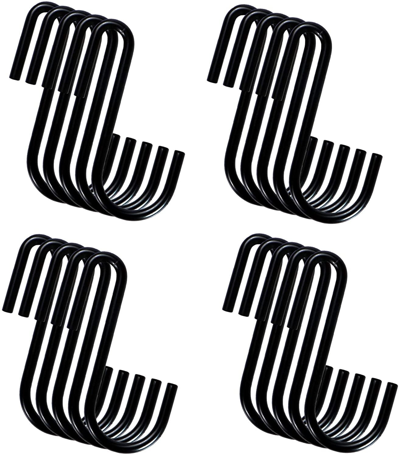 GIXUSIL 20 Pack 2.4 inch Heavy Duty S Hooks Black S Shaped Hooks ...