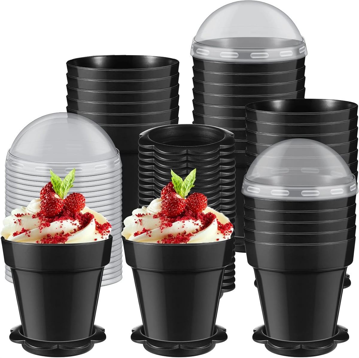 GIXUSIL 20 Pack Mini Flower Dessert Parfait Pots Cups with Lid and ...