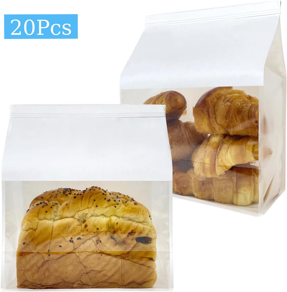 Tin Tie Closure Bags BIUBIU 25 Pack Kraft Paper Bread Bags With Window ...
